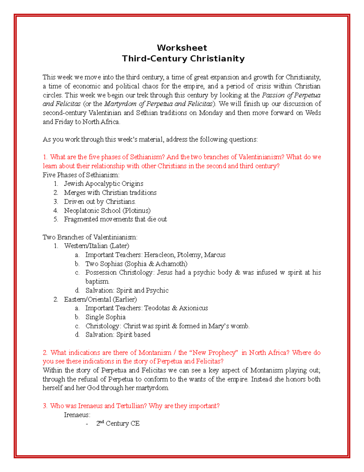 Worksheet Third Century Christianity - Worksheet Third-Century ...