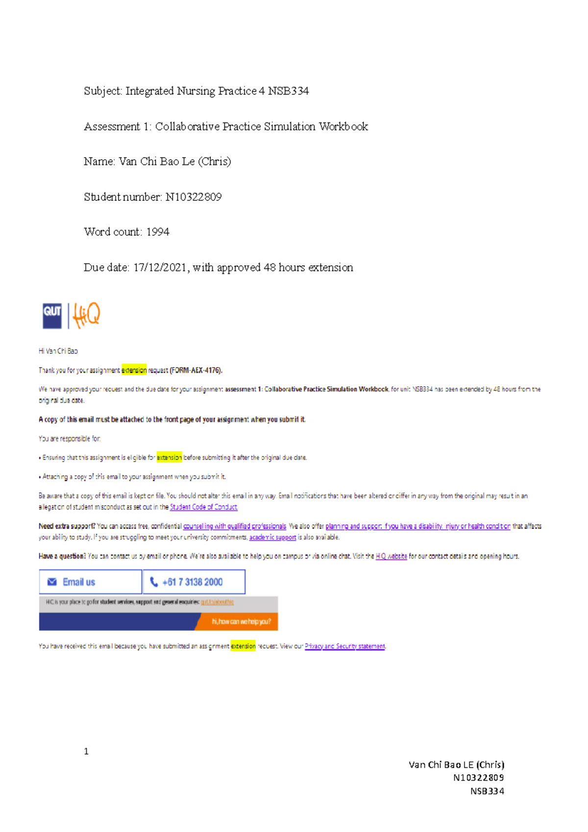 NSB334- Final - Assessment - Subject: Integrated Nursing Practice 4 NSB Assessment 1 ...