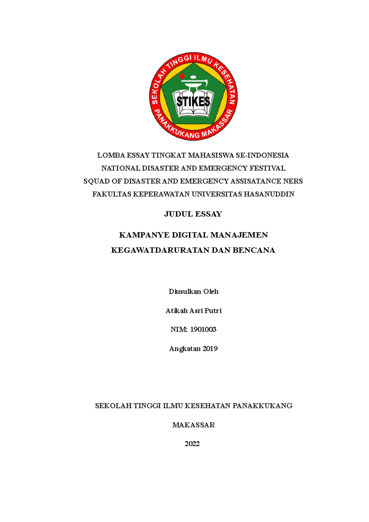 Esai - example of essay - LOMBA ESSAY TINGKAT MAHASISWA SE-INDONESIA ...