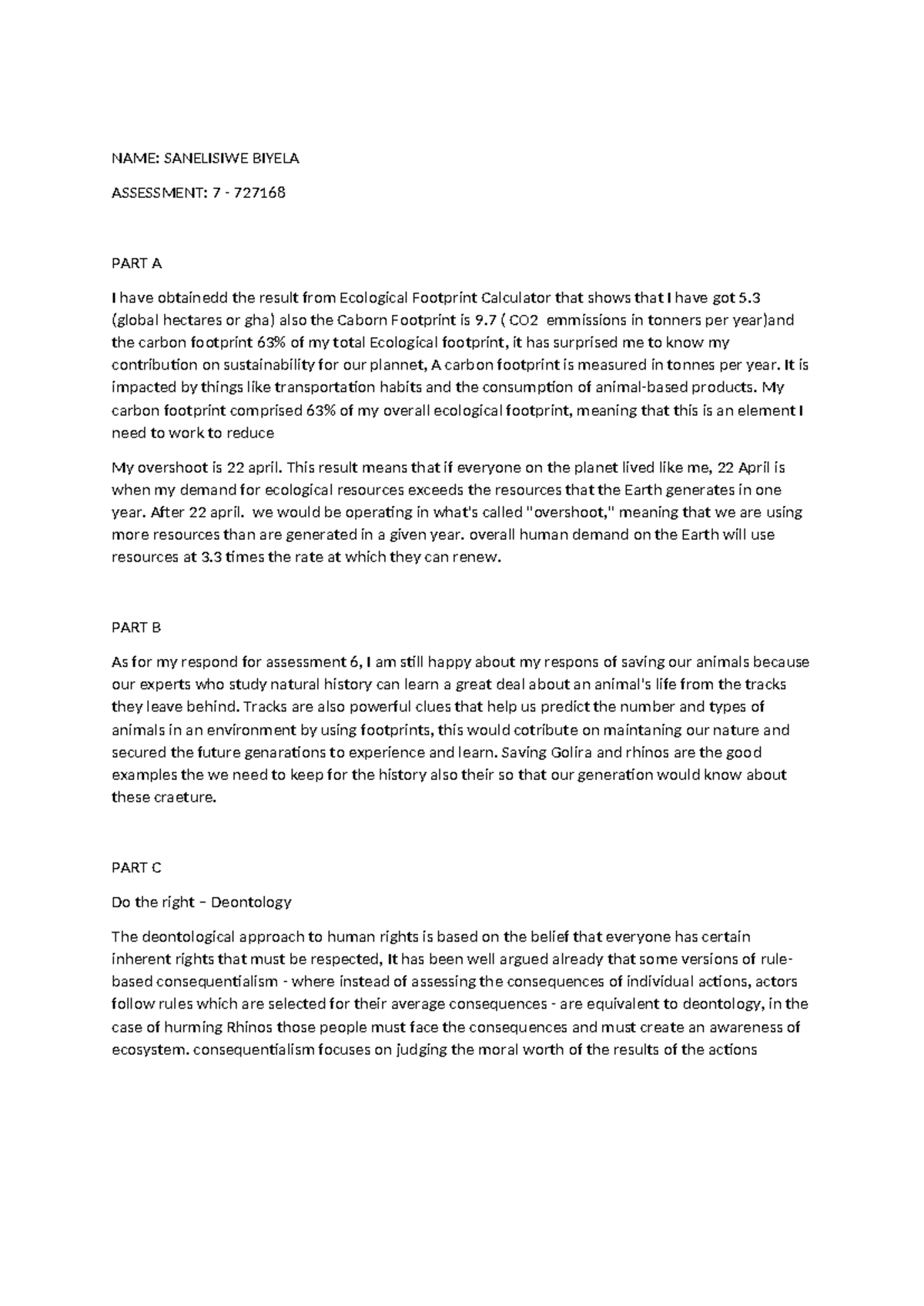 SUS Assignment 07 - NONE - NAME: SANELISIWE BIYELA ASSESSMENT: 7 ...