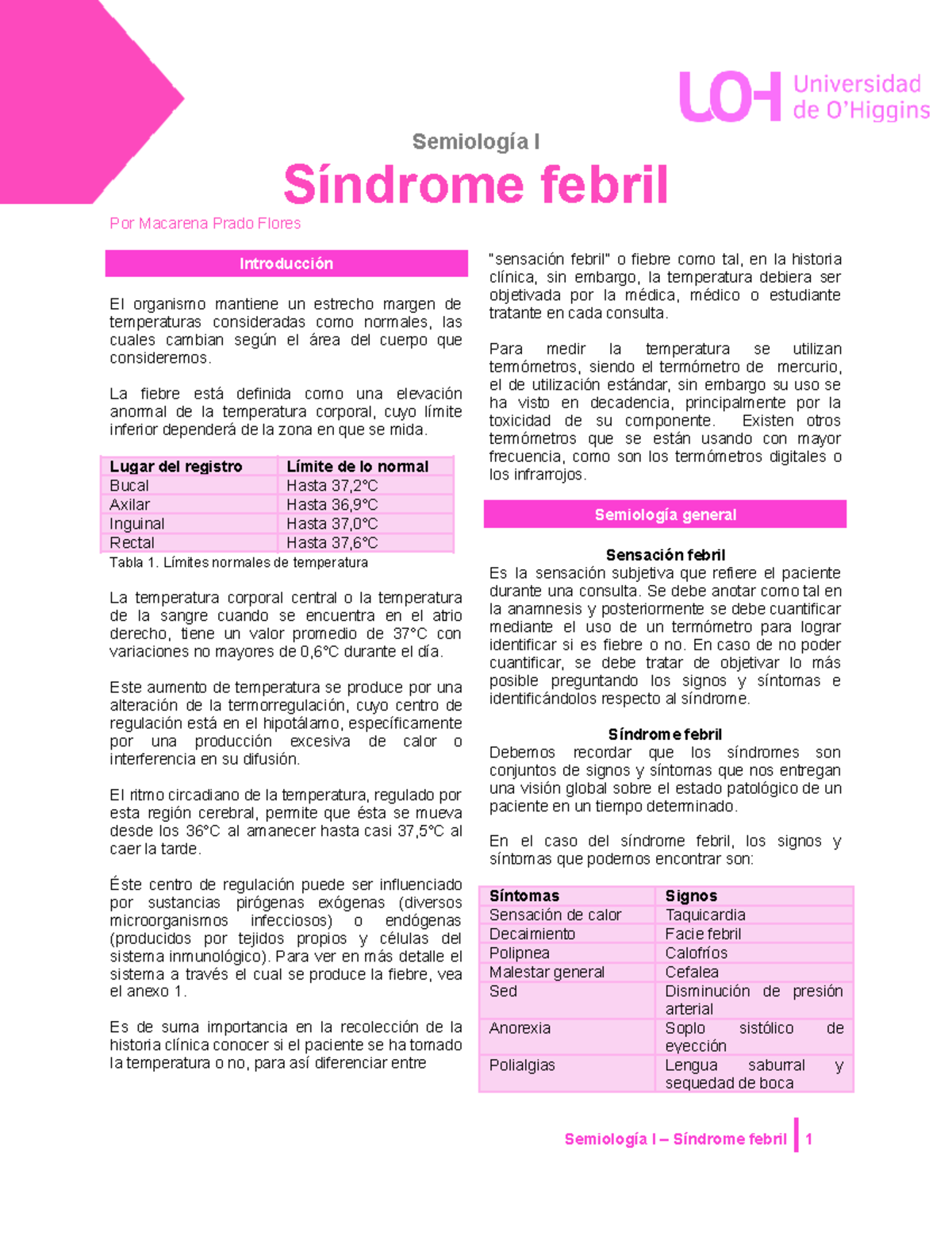 Sindrome febril - Apuntes - Semiología I Síndrome febril Por Macarena ...