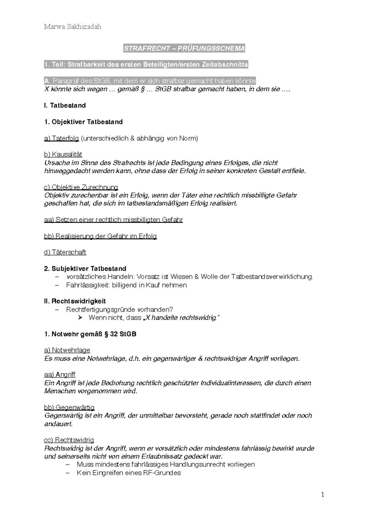 Strafrecht I Schema - WS 2021/2022 - STRAFRECHT – PRÜFUNGSSCHEMA Teil ...