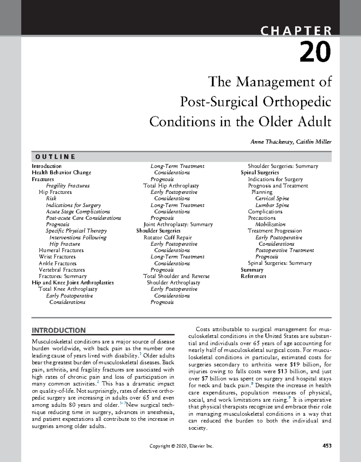 Thackeray 2020 - FISIOTERAPIA - C H A P T E R 20 The Management of Post-Surgical Orthopedic ...