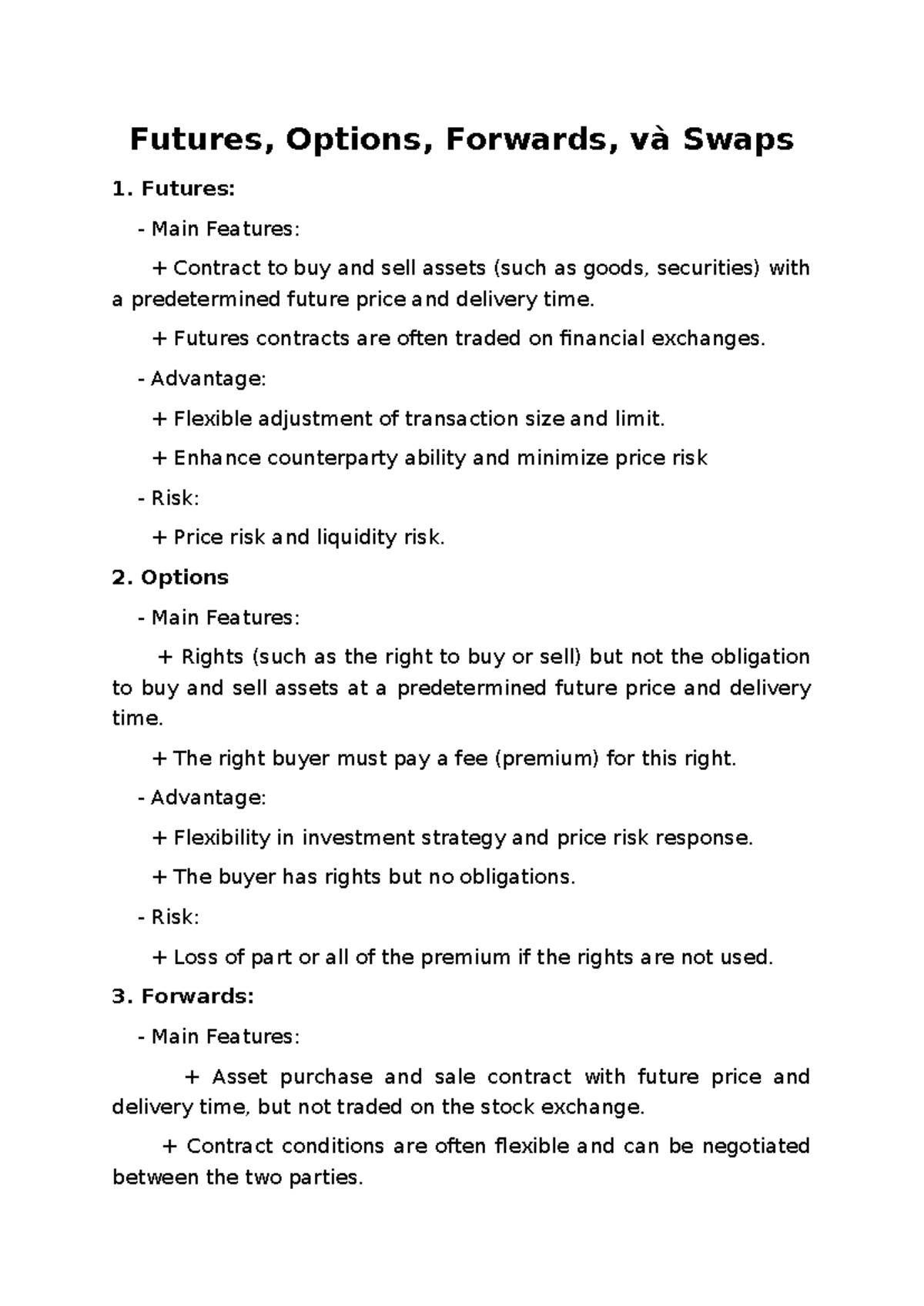 Futures, Option, forward and swap - Futures, Options, Forwards, và ...