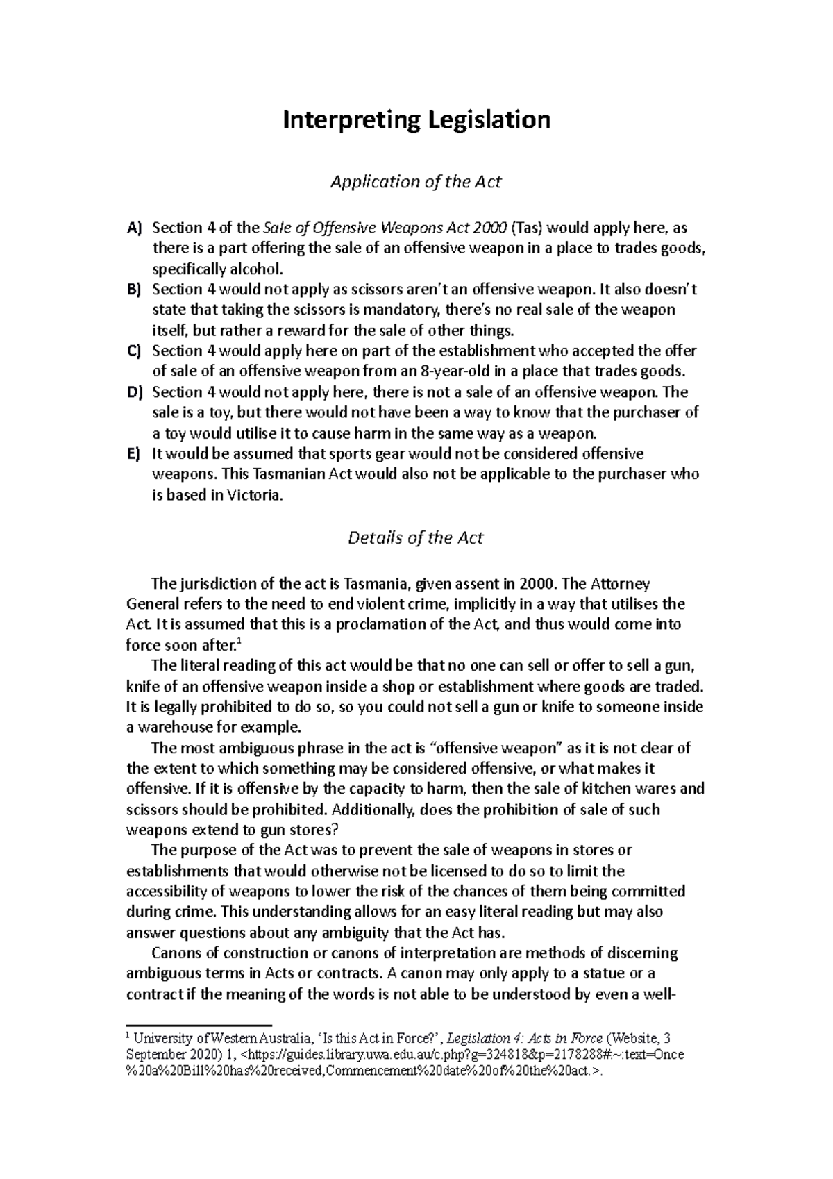 Interpreting Legislation - Interpreting Legislation Application of the ...