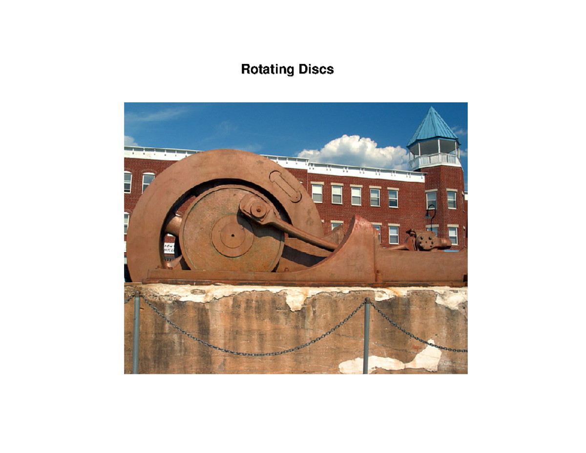 4 Rotating Disc - Lecture notes 4 - Rotating DiscsRotating Discs Thick ...