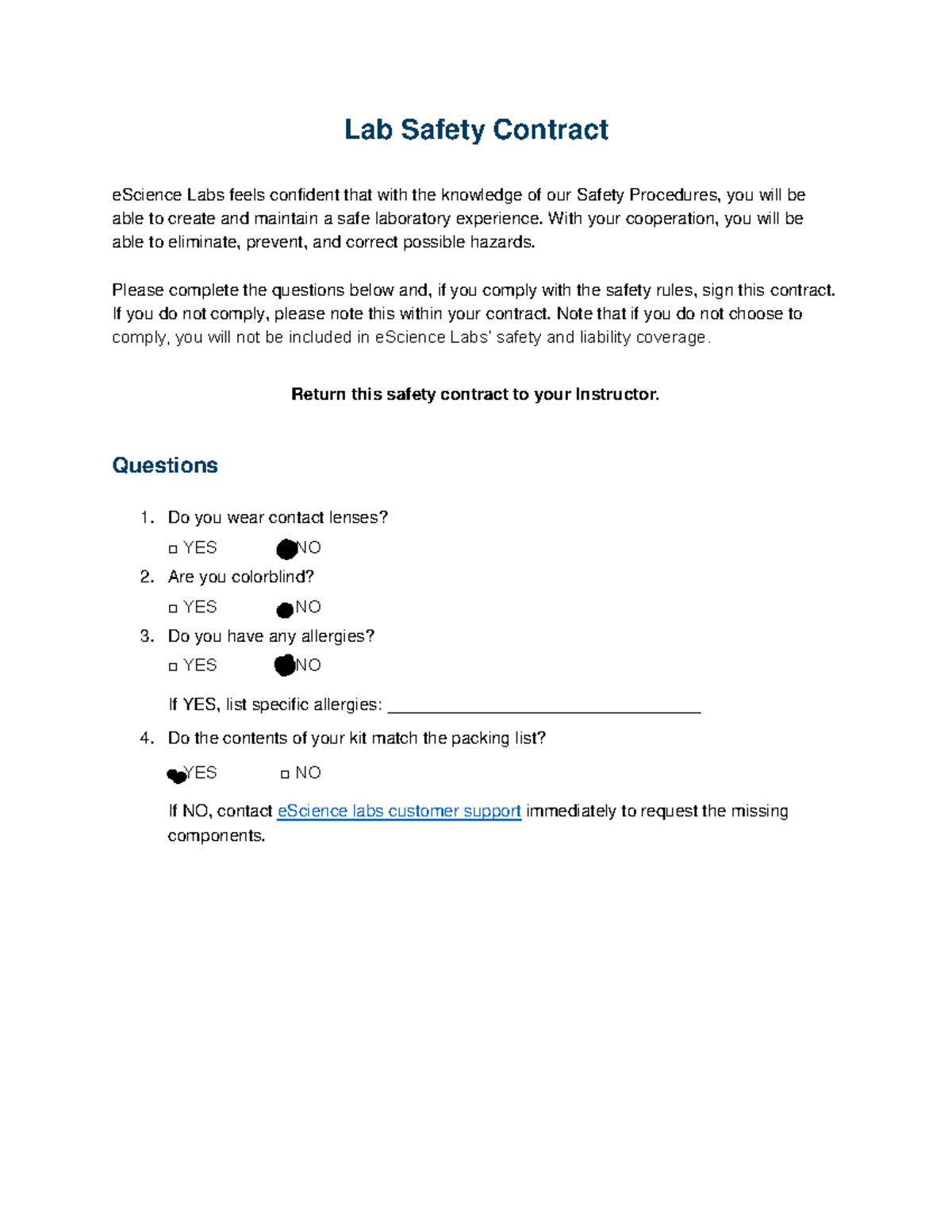 GB 1713 L02 Exc01 Safety Contract - Lab Safety Contract eScience Labs ...