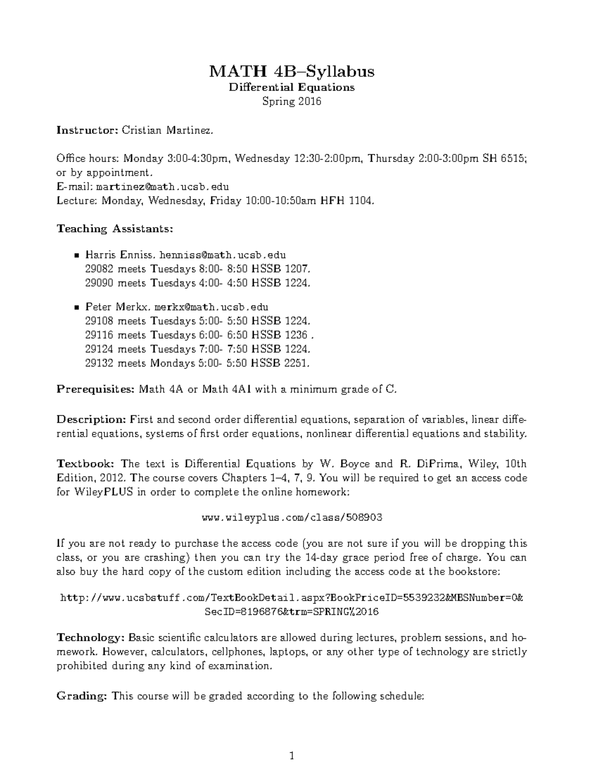 MATH 4B Differential Equations Syllabus - Spring 2016 - MATH 4B ...