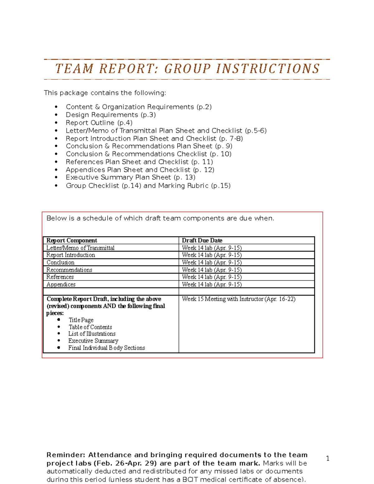 Team Report Group Instructions - T E A M R E P O R T : G R O U P I N S ...