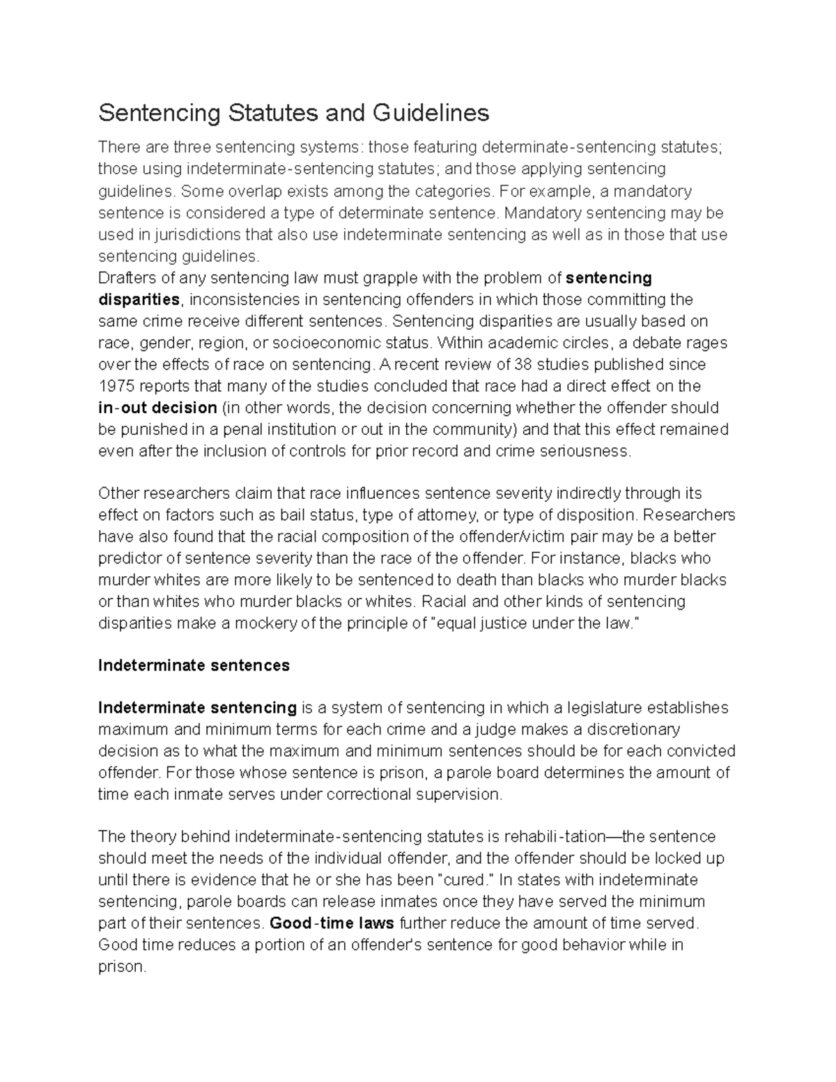 Sentencing Statutes and Guidelines - Some overlap exists among the ...