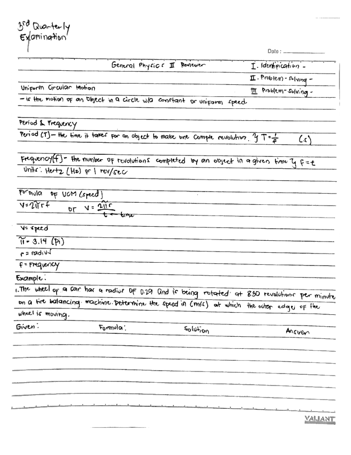 Gen Physics 3rd Quarter Reviewer - 3rd Quarterly Examination Date ...