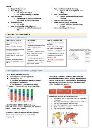 Finance Cheat Sheet Ib236 Studocu