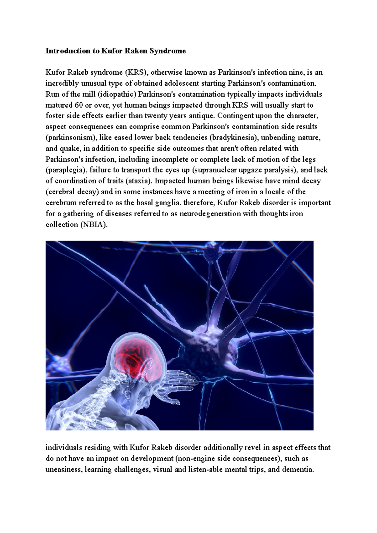 Introduction to Kufor Rakeb Syndrome - Introduction to Kufor Raken ...