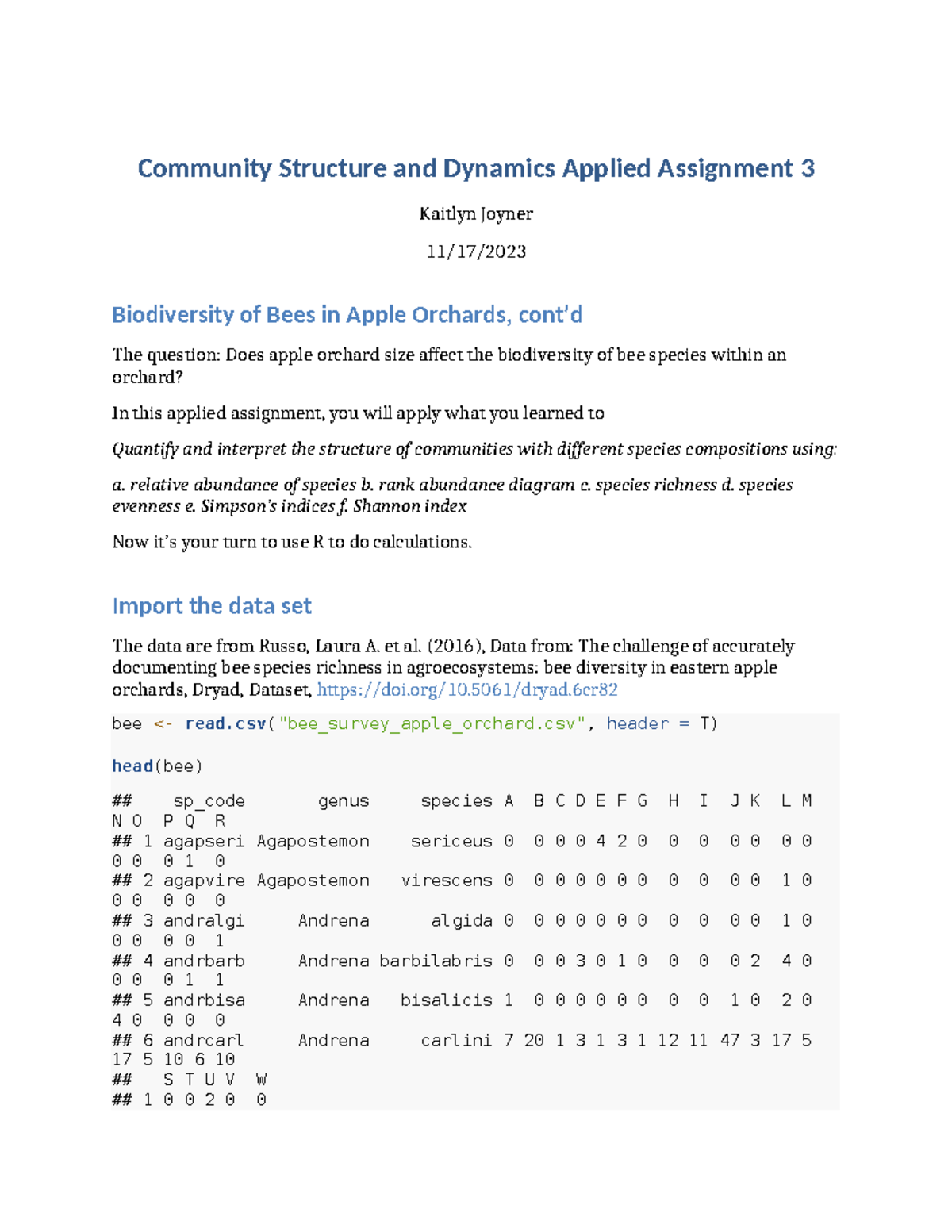 Community structure and dynamics applied assignment 3-2 - Community ...
