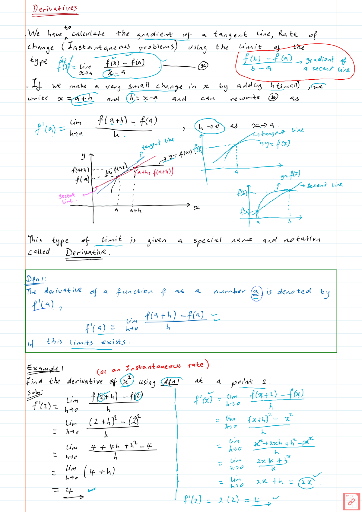 LN on Intro to derivatives and derivatives of functions - MATH150 - Studocu