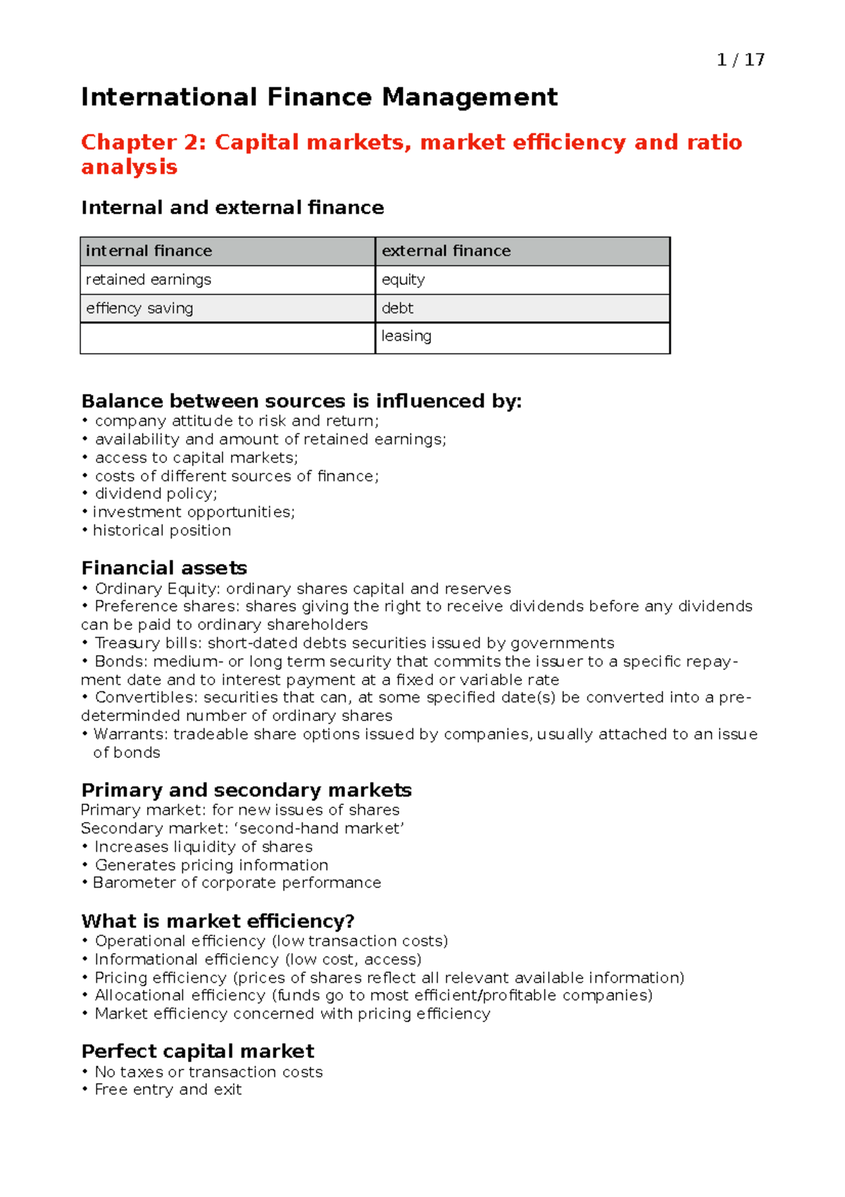 InternationalFinanceManagement_Summary - International Finance Management Chapter 2: Capital ...