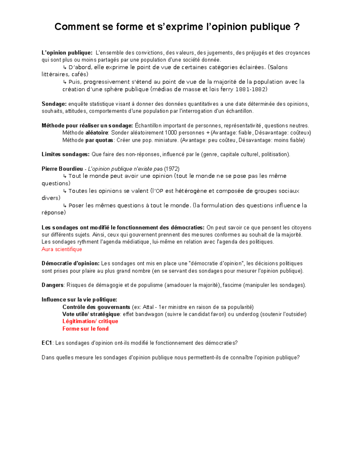 SES - Comment se forme et s’exprime l’opinion publique - Comment se ...