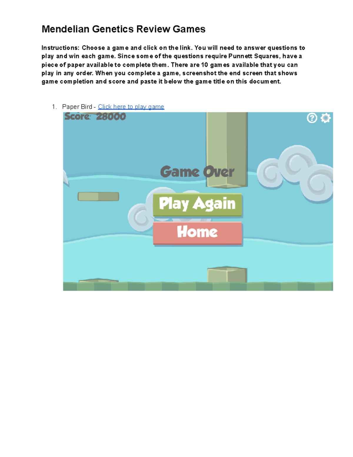 Morris - Mendelian Genetics Review Games - Mendelian Genetics Review ...