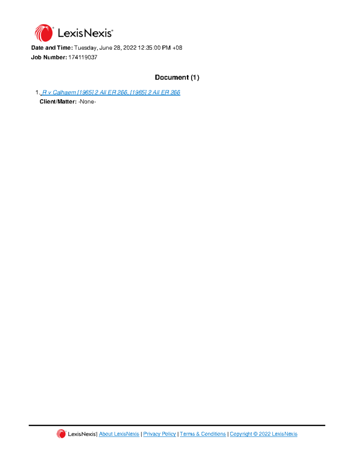 R v Calhaem [1985] 2 All ER 266, [1985] 2 All ER 266 - | About ...