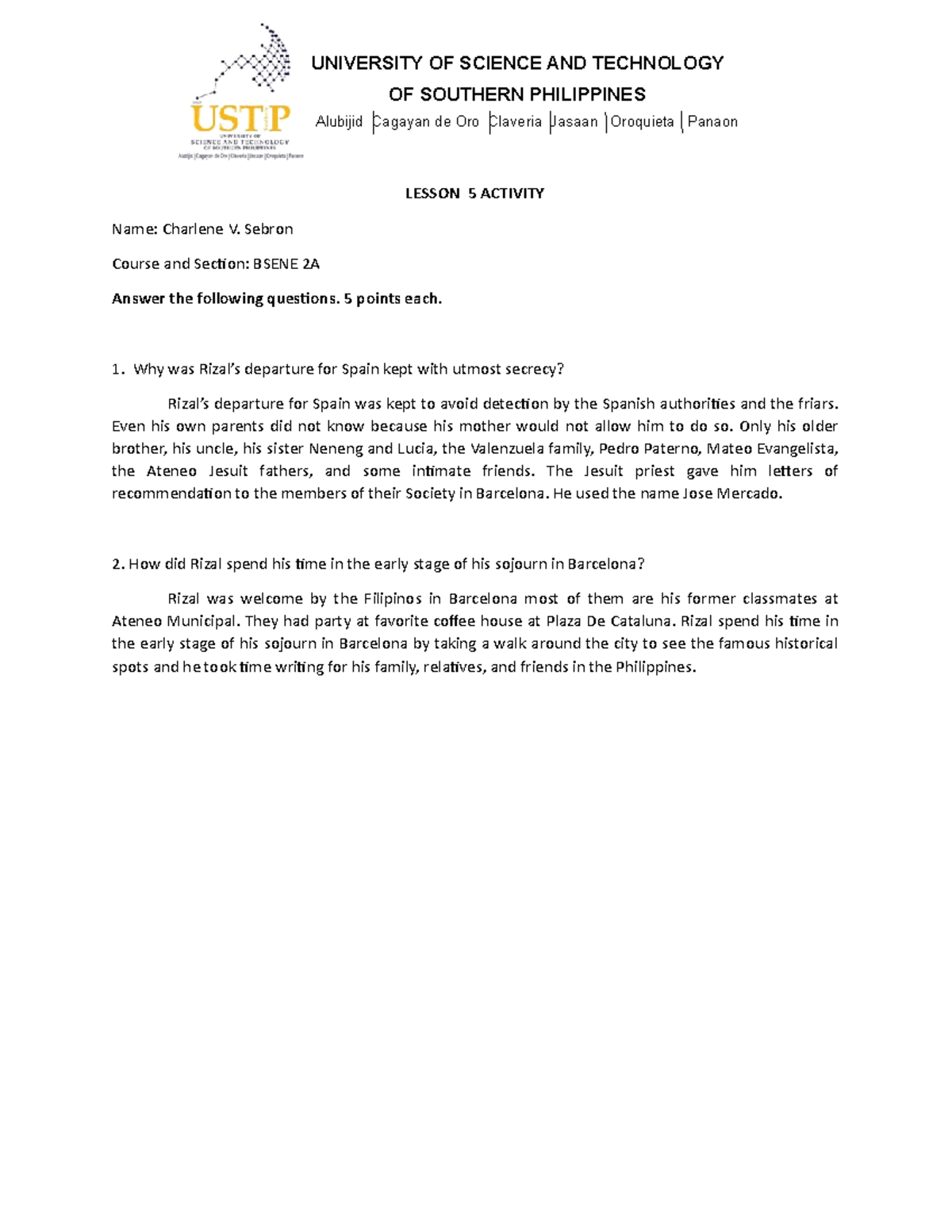 Lesson 5 Activity - Social Work - StuDocu