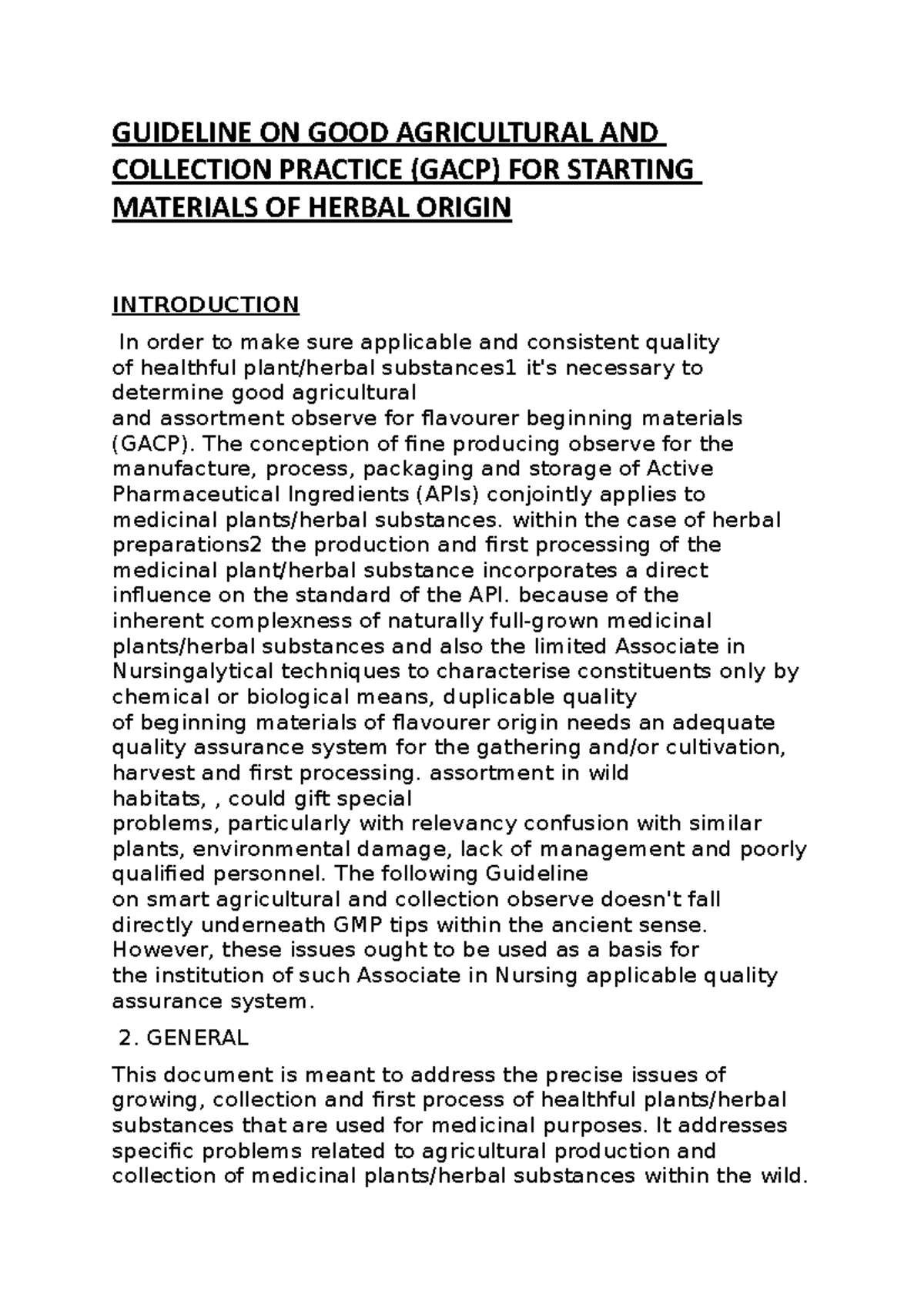 Guideline ON GOOD Agricultural AND Collection Practice (GACP ...