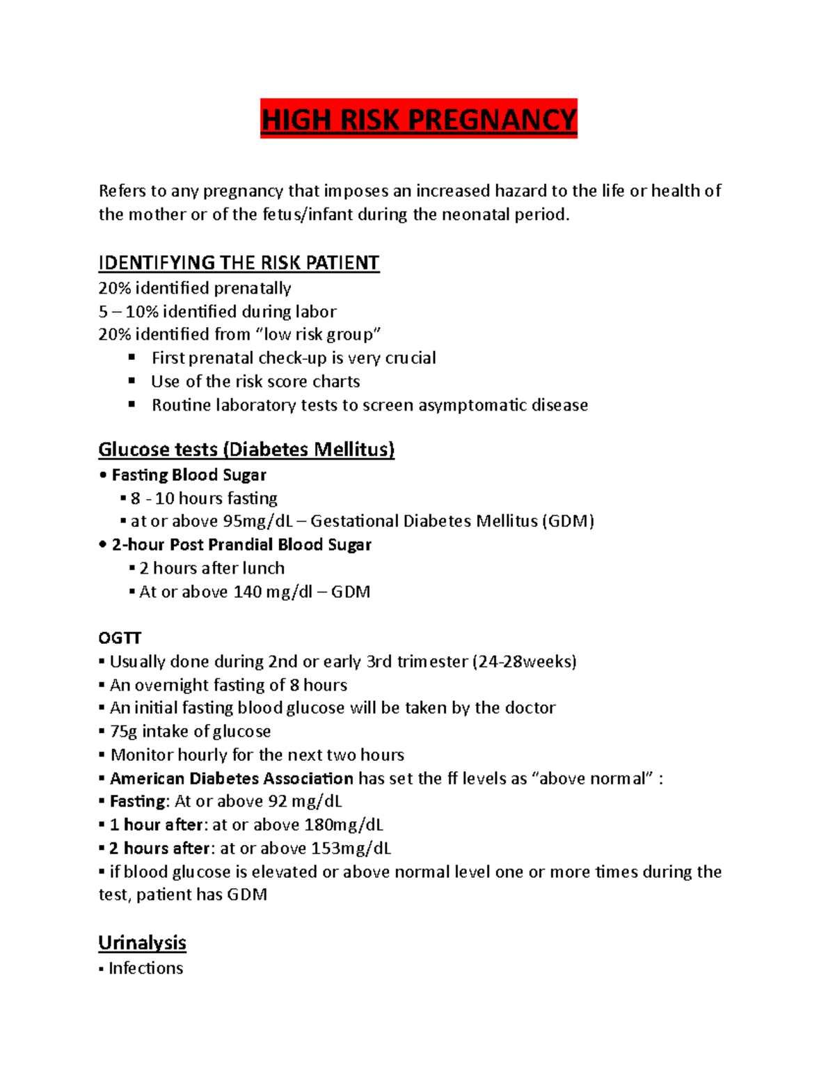 HIGH RISK Pregnancy - Obstetrics and gynecology - HIGH RISK PREGNANCY ...