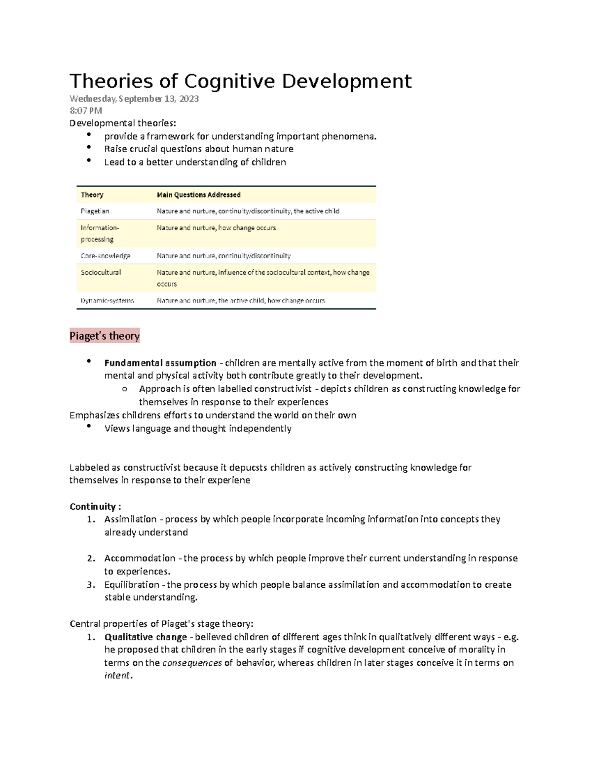 Chapter 4 - Theories of Cognitive Development - Theories of Cognitive ...