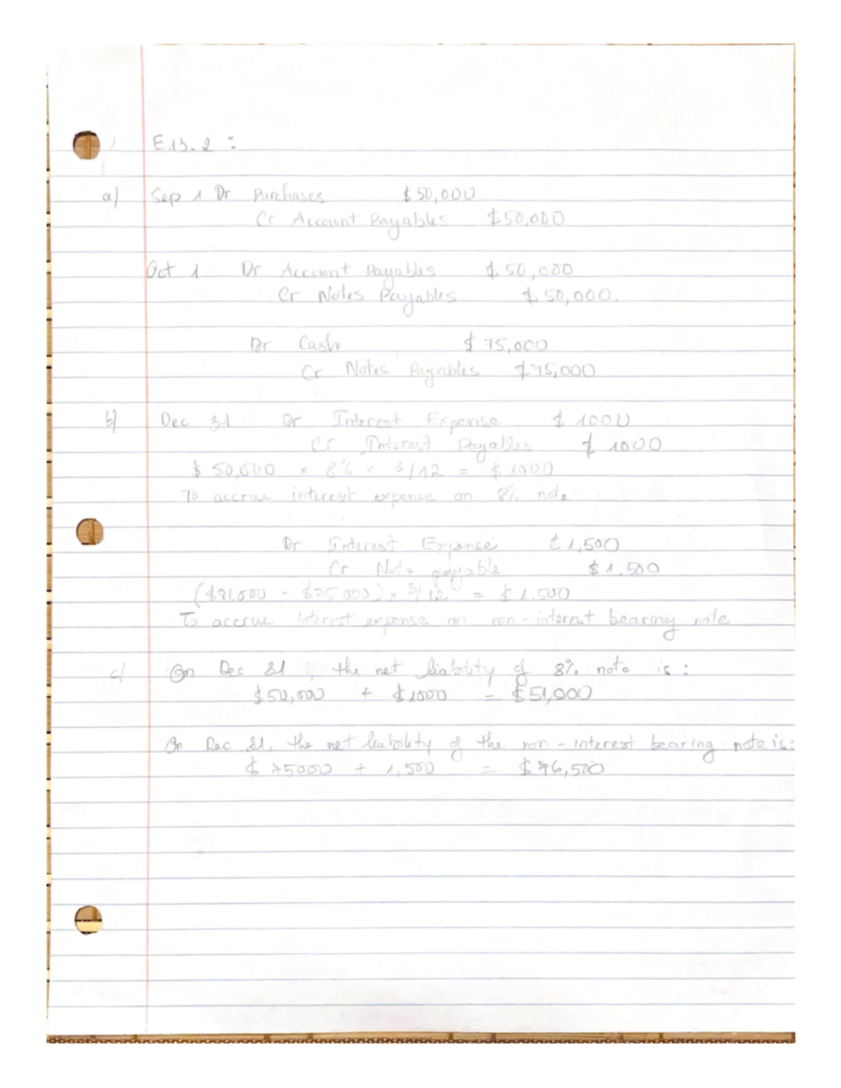 Chapter 13 Assignments - E13.. 2 : Sep 1 Dr Purchases Cr Account ...