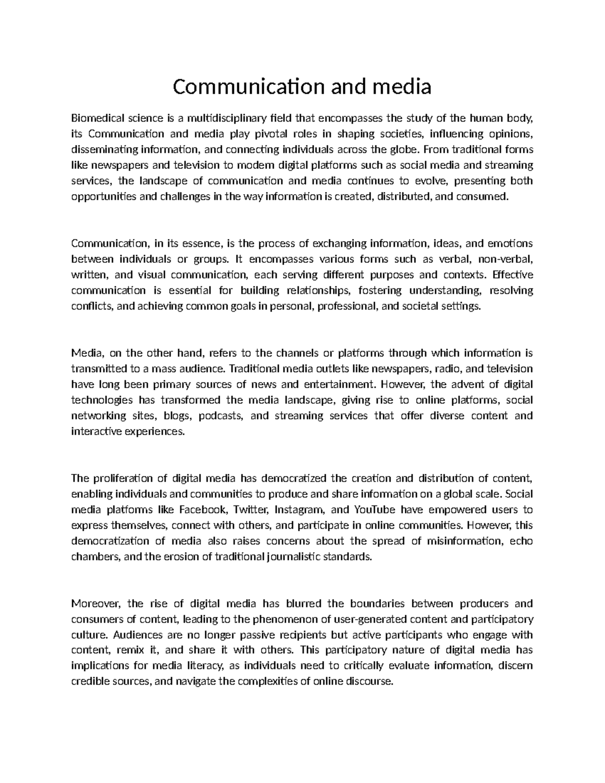 Communication and media - From traditional forms like newspapers and ...