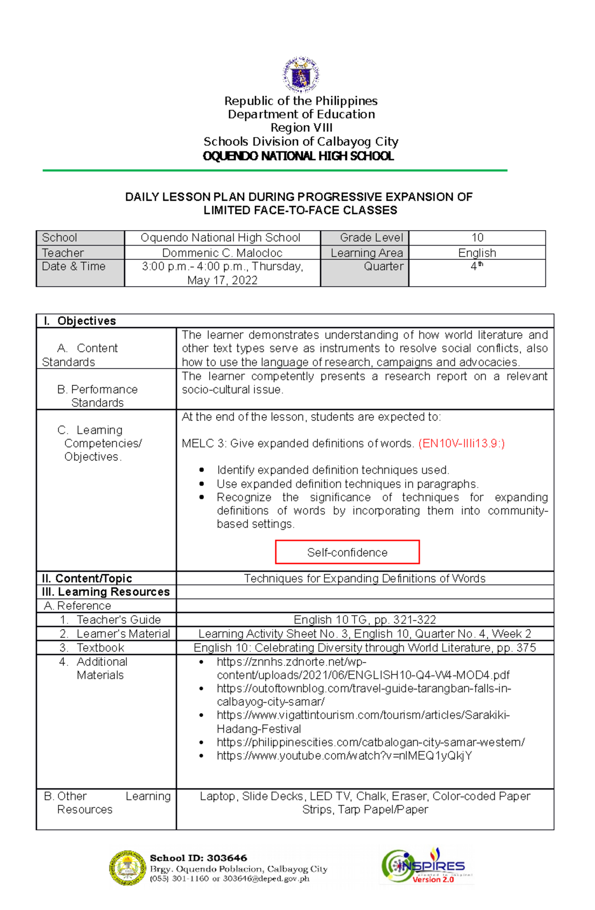 Dl P Expanded Definitions Final Demo - Republic of the Philippines ...