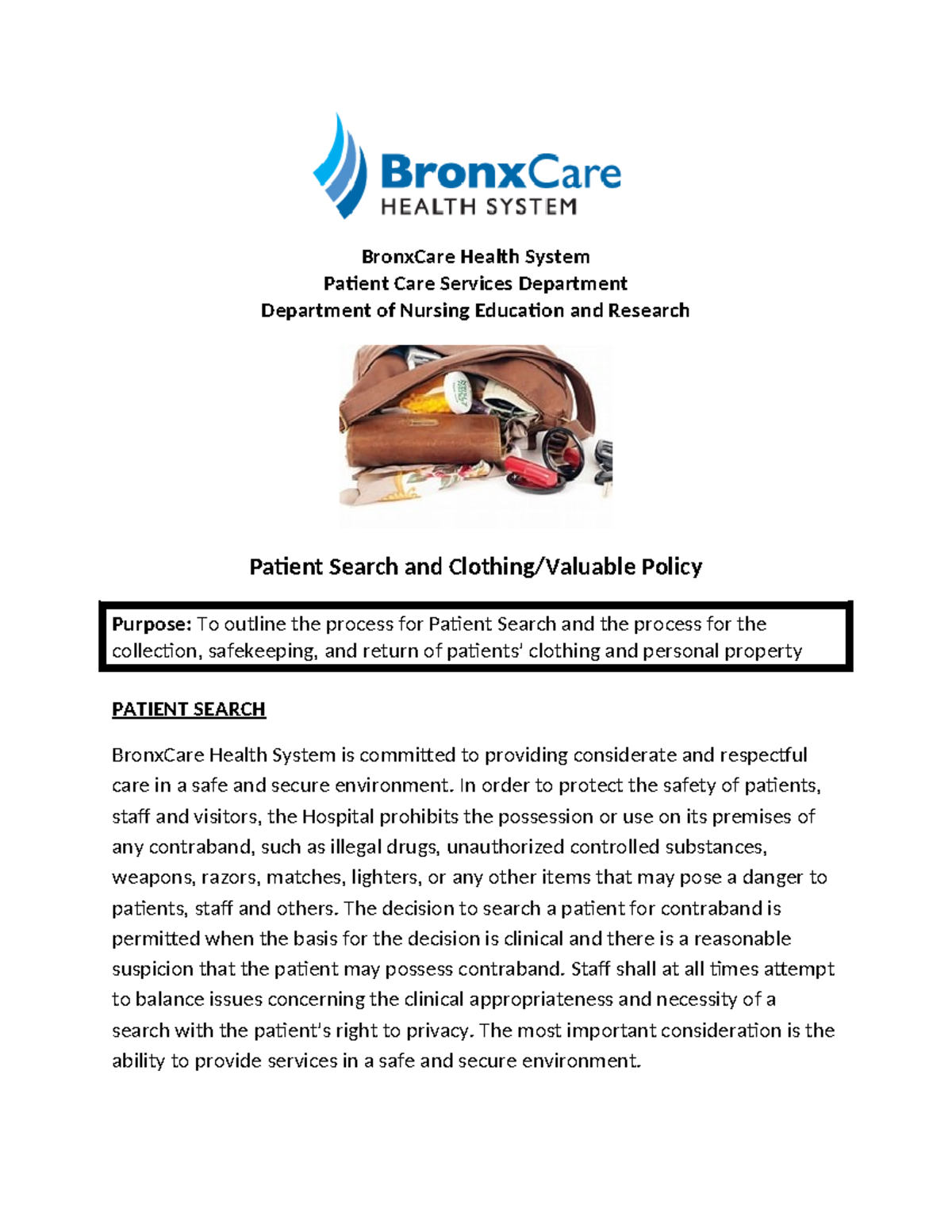 Patient Search and Clothing - BronxCare Health System Patient Care ...