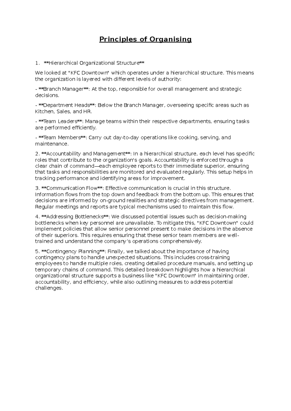 Principles of Organising Summary - Principles of Organising 1 ...