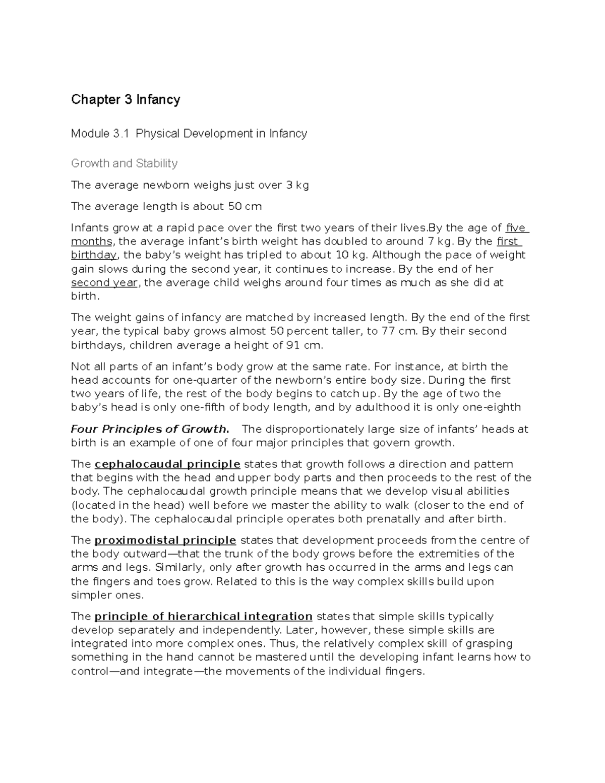 Chapter 3 infancy - Lecture notes 3 - Chapter 3 Infancy Module 3 ...