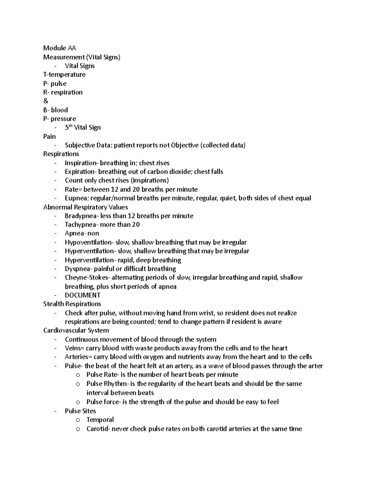 Module AA - Notes on lecture done first day of class - Module AA ...