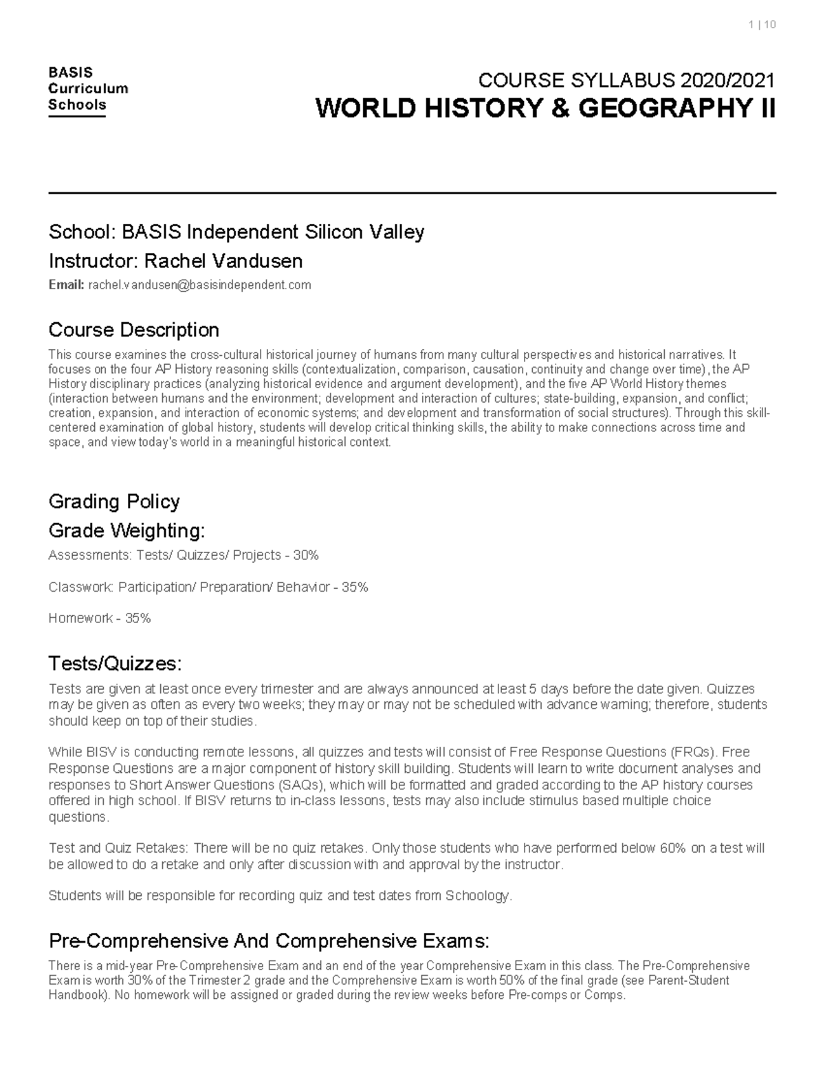 History 7 syllabus - olkjn - COURSE SYLLABUS 2020/ WORLD HISTORY ...