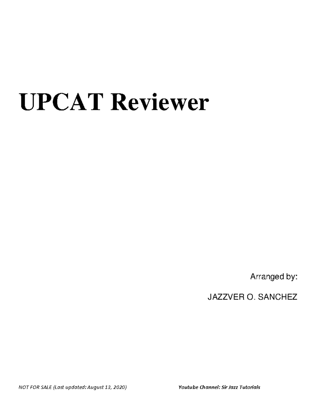 Upcat Complete Reviewer 2020 1st - UPCAT Reviewer Arranged by: JAZZVER ...