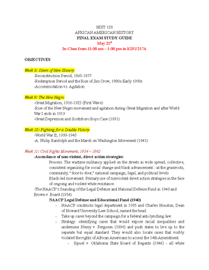 African American History In Class Notes Week 5 - African American ...