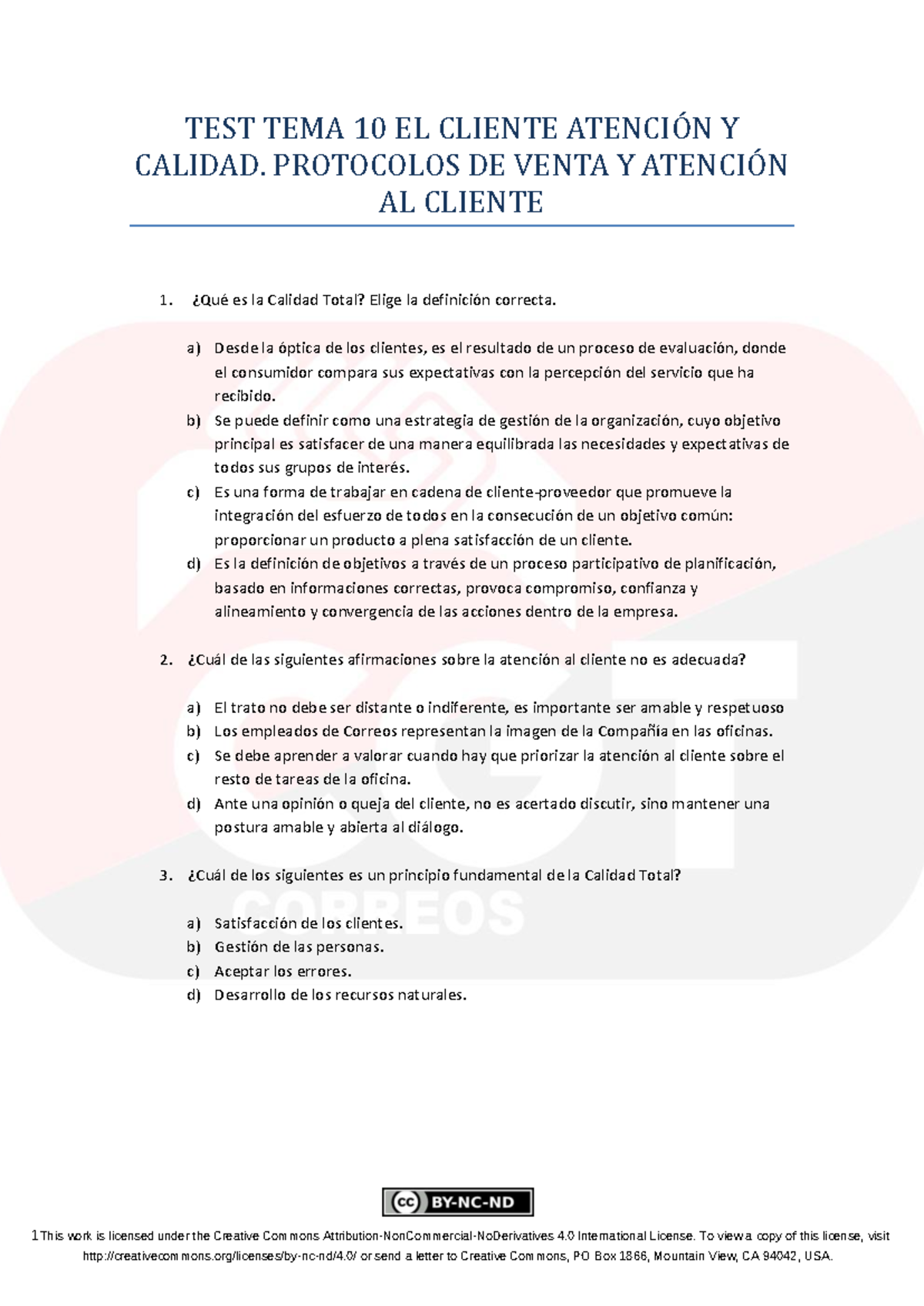 #Temario CGT 2020 · TEST T10 El cliente atención y calidad. Protocolos ...