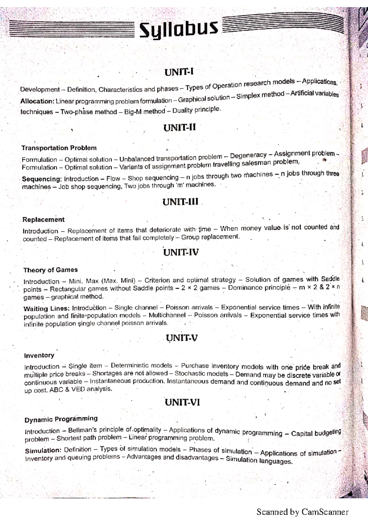 OR Unit 1 (All-in-one) - COMPUTER SCIENCE ENGINEERING - Studocu