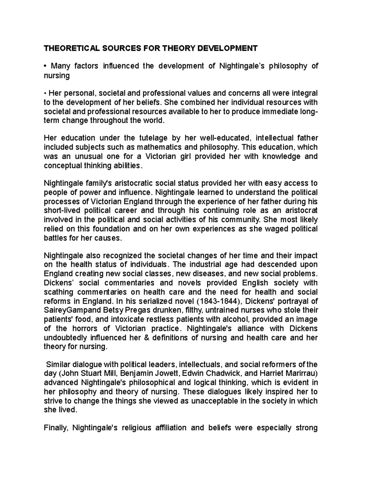 Theoretical Sources FOR Theory Development - THEORETICAL SOURCES FOR ...