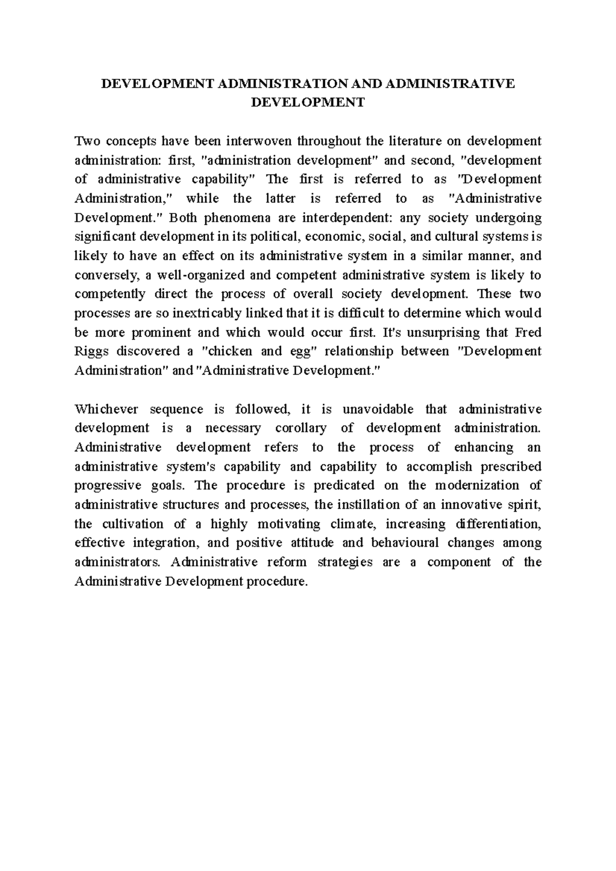 Development Administration AND Administrative Development - DEVELOPMENT ...