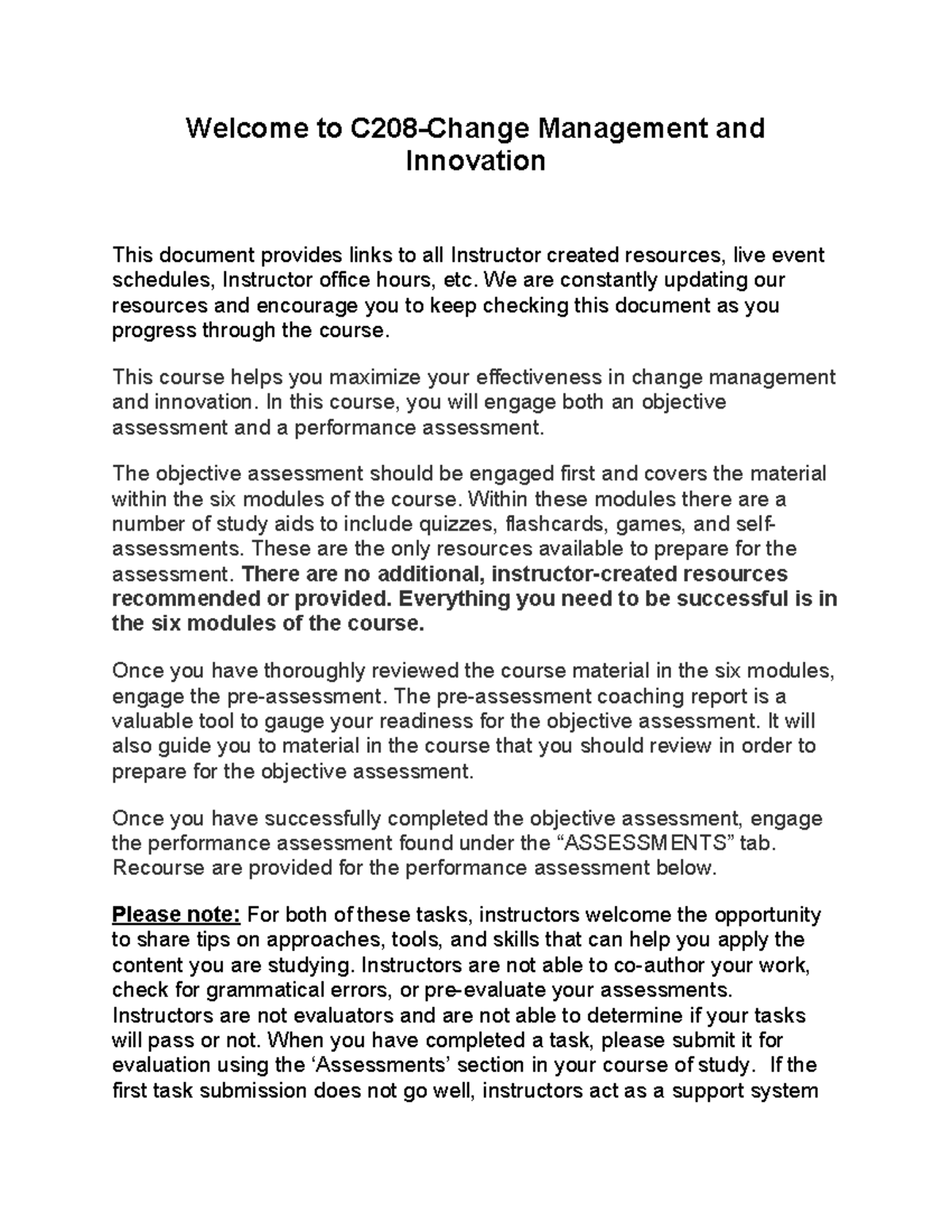 C208 Course Resource Document - Welcome to C208-Change Management and ...