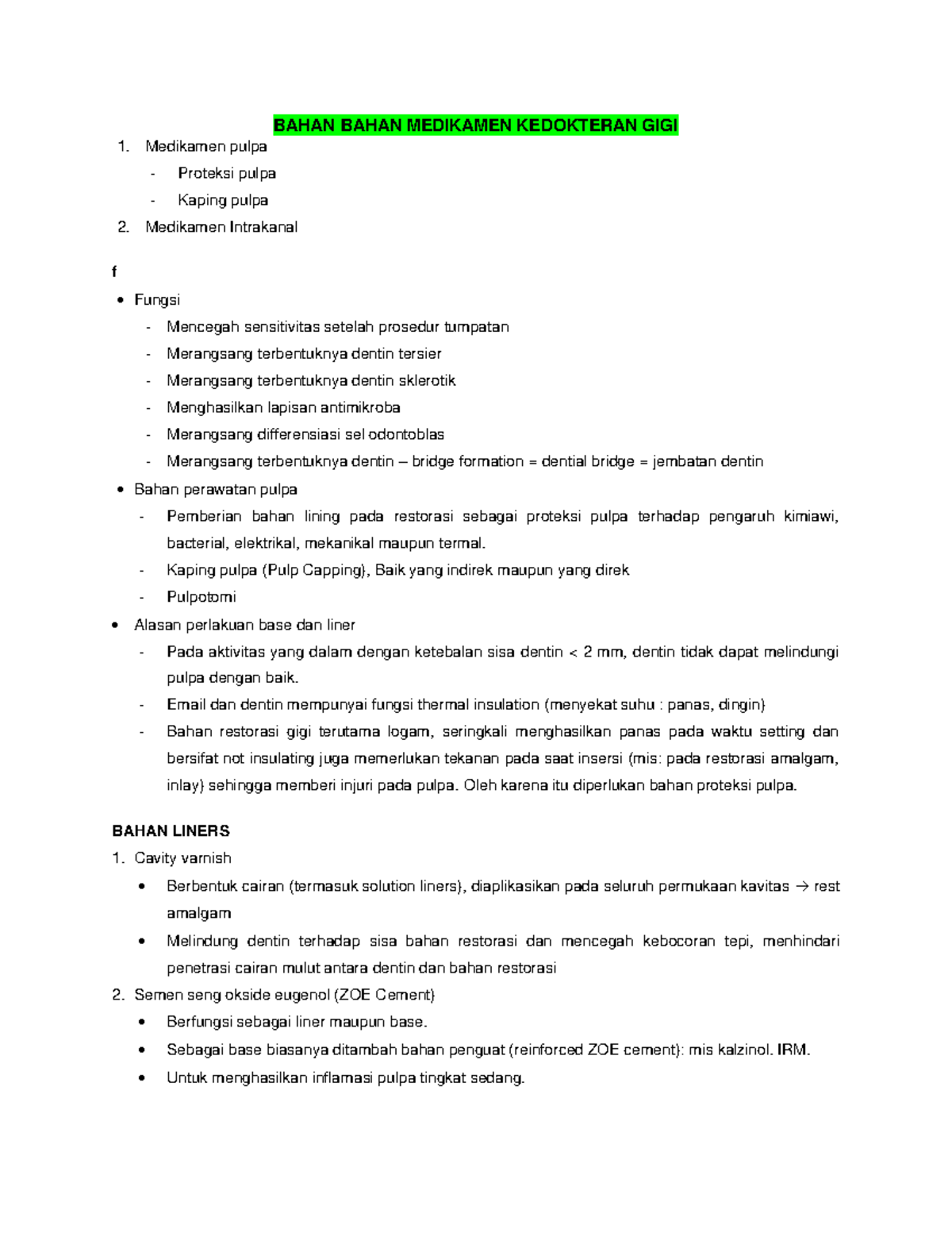 Bahan Medikamen KG - BAHAN BAHAN MEDIKAMEN KEDOKTERAN GIGI Medikamen ...
