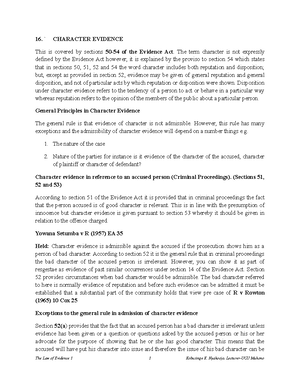 Evidence Coursework - ISLAMIC UNIVERSTIY IN UGANDA LAW OF EVIDENCE ...