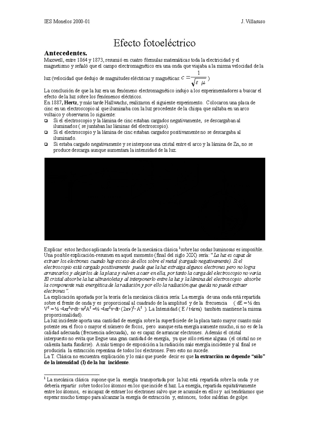 Efto Fotoelectico - APUNTE - IES Monelos 2000-01 J. Villasuso Efecto ...