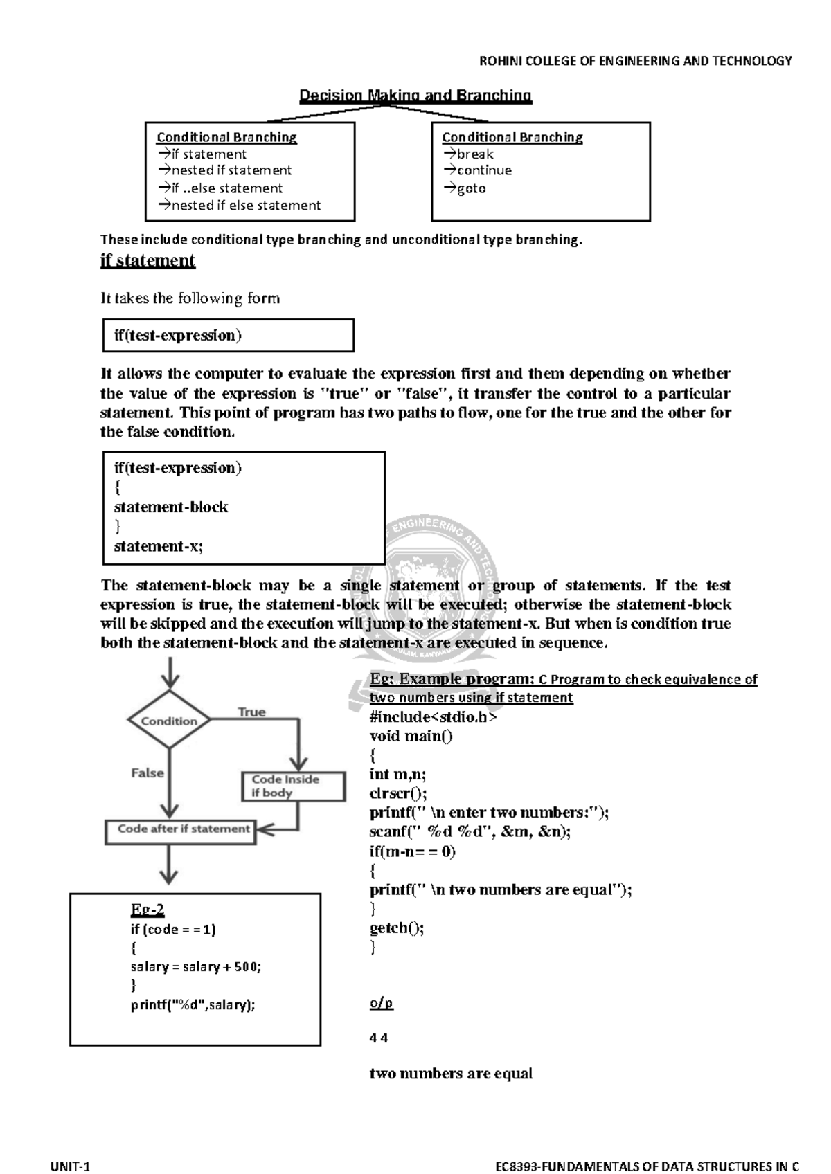 Operation system - Decision Making and Branching These include ...