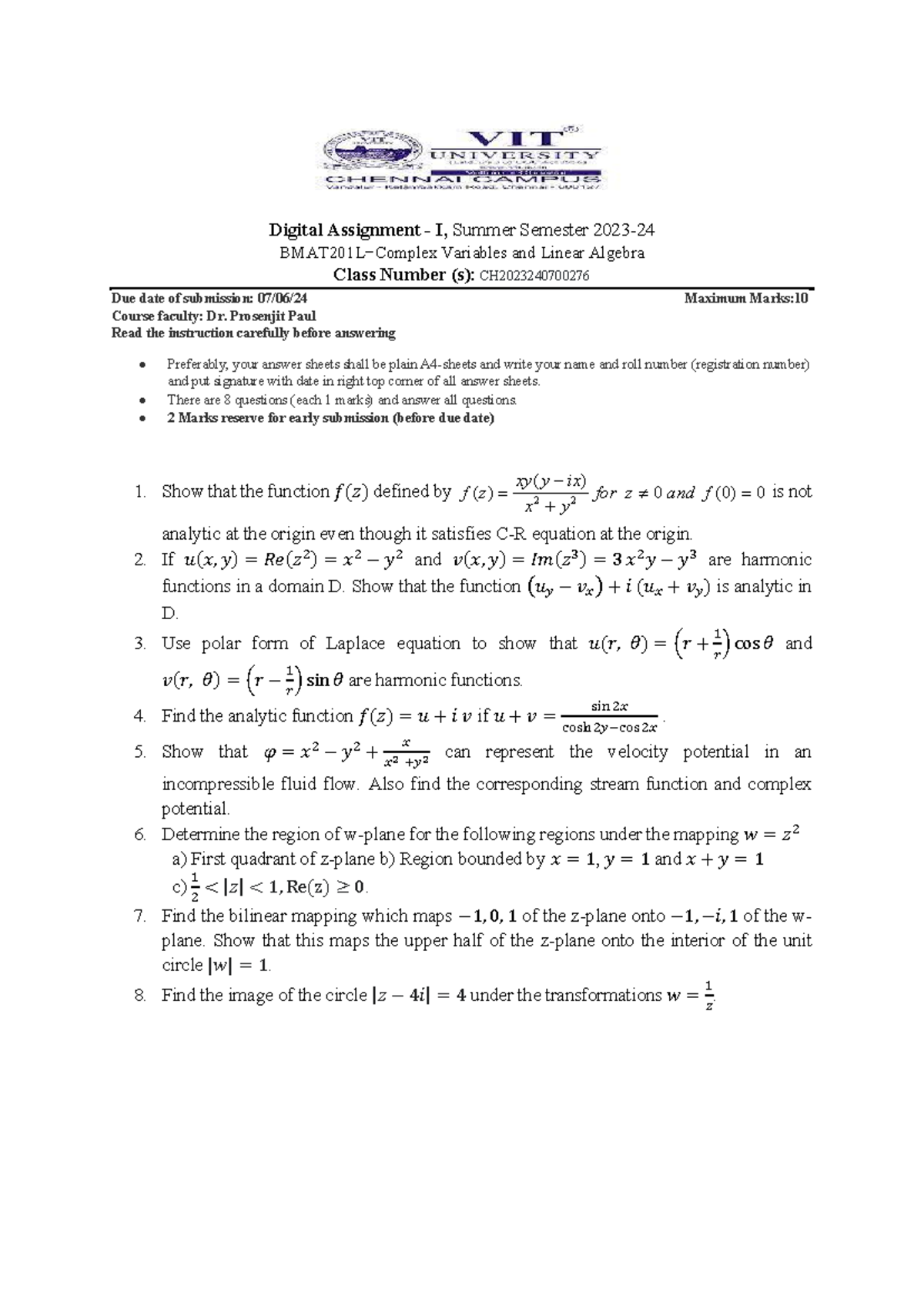 Digital assignment - Prosenjit Paul Read the instruction carefully ...