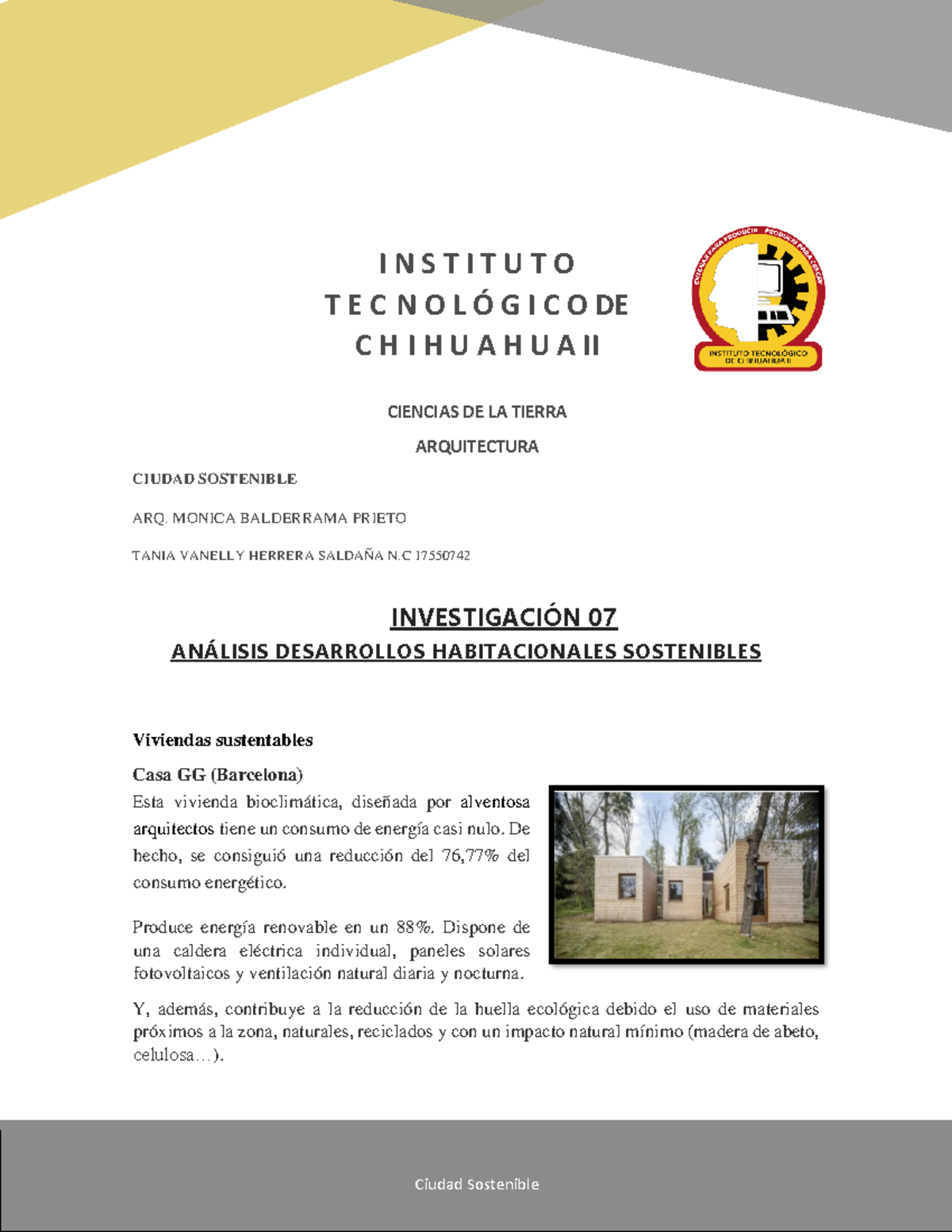 Análisis Desarrollos Habitacionales Sostenibles - I N S T I T U T O T E C N O L Ó G I C O DE C H ...