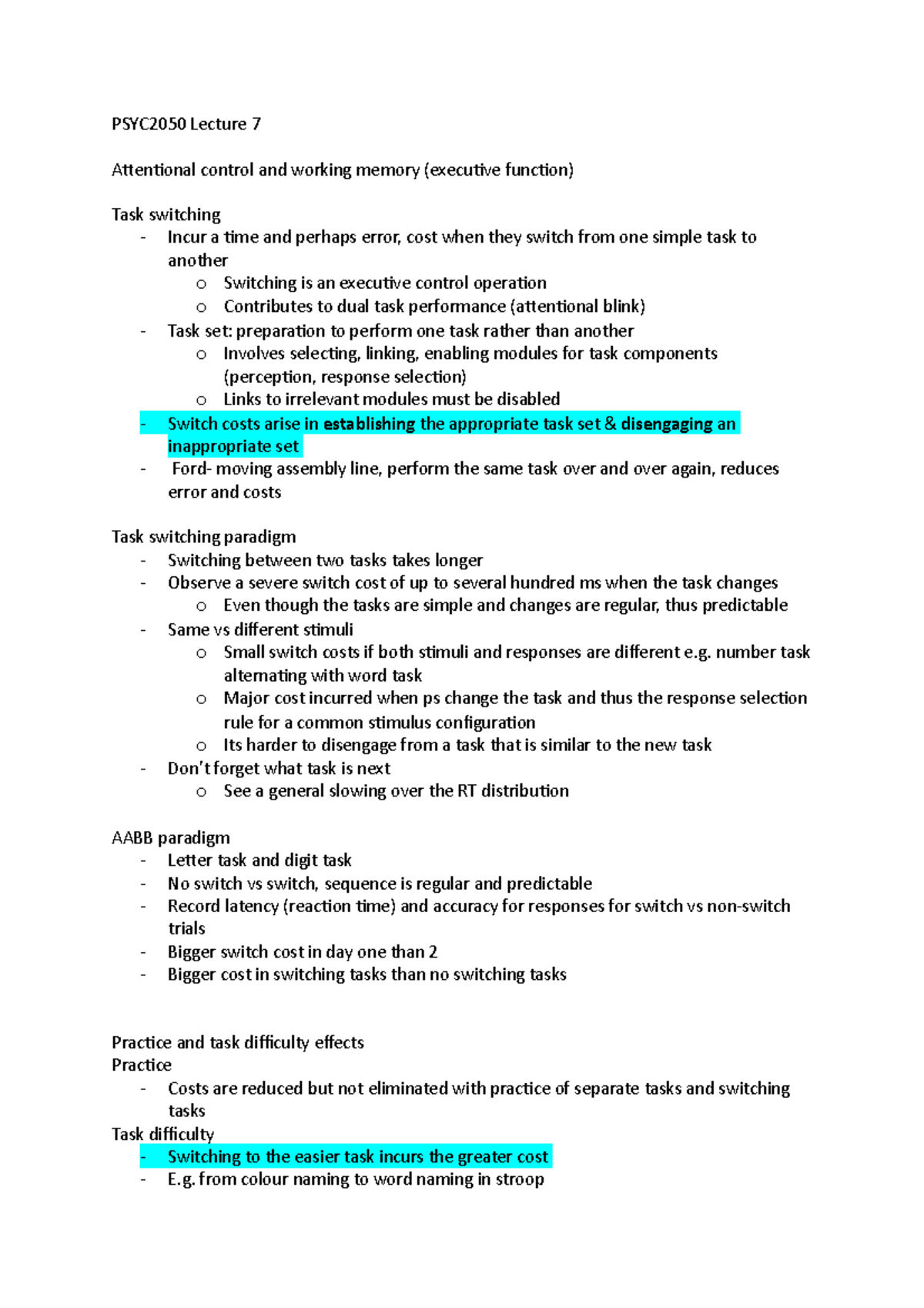 PSYC2050 Lecture 7 - PSYC2050 - UQ - Studocu