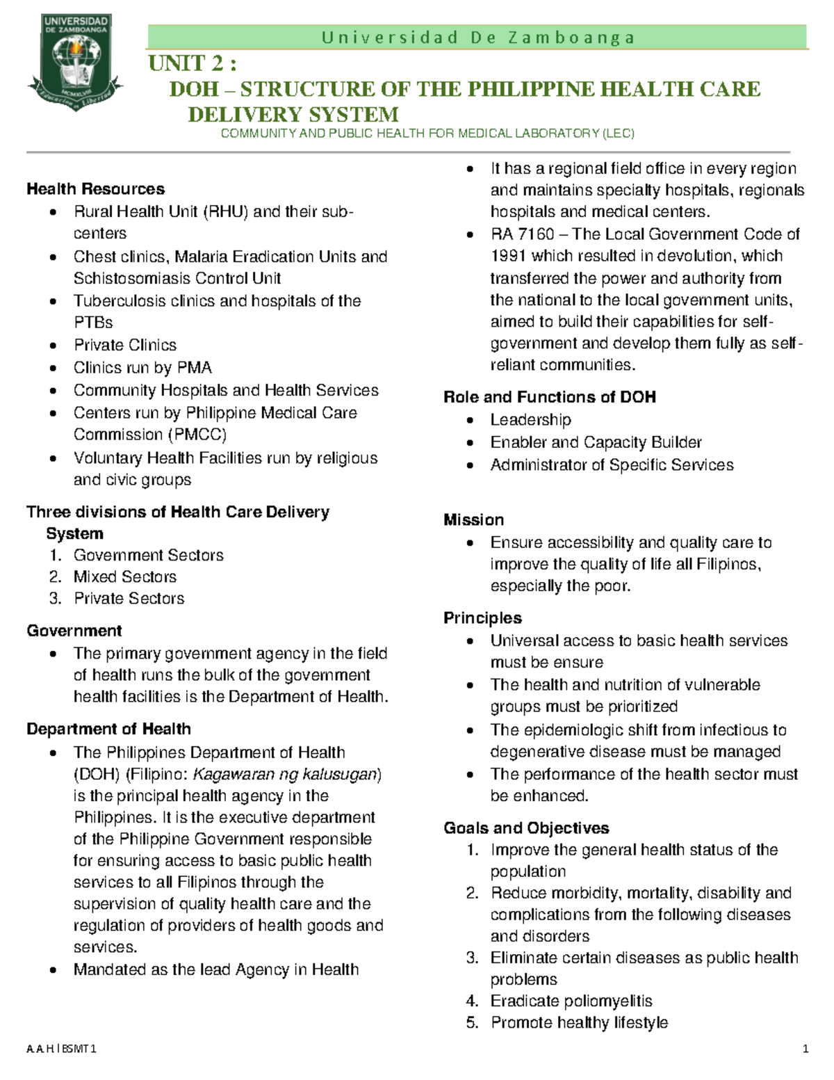 Unit 6 - DOH - lecture - U n i v e r s i d a d D e Z a m b o a n g a ...